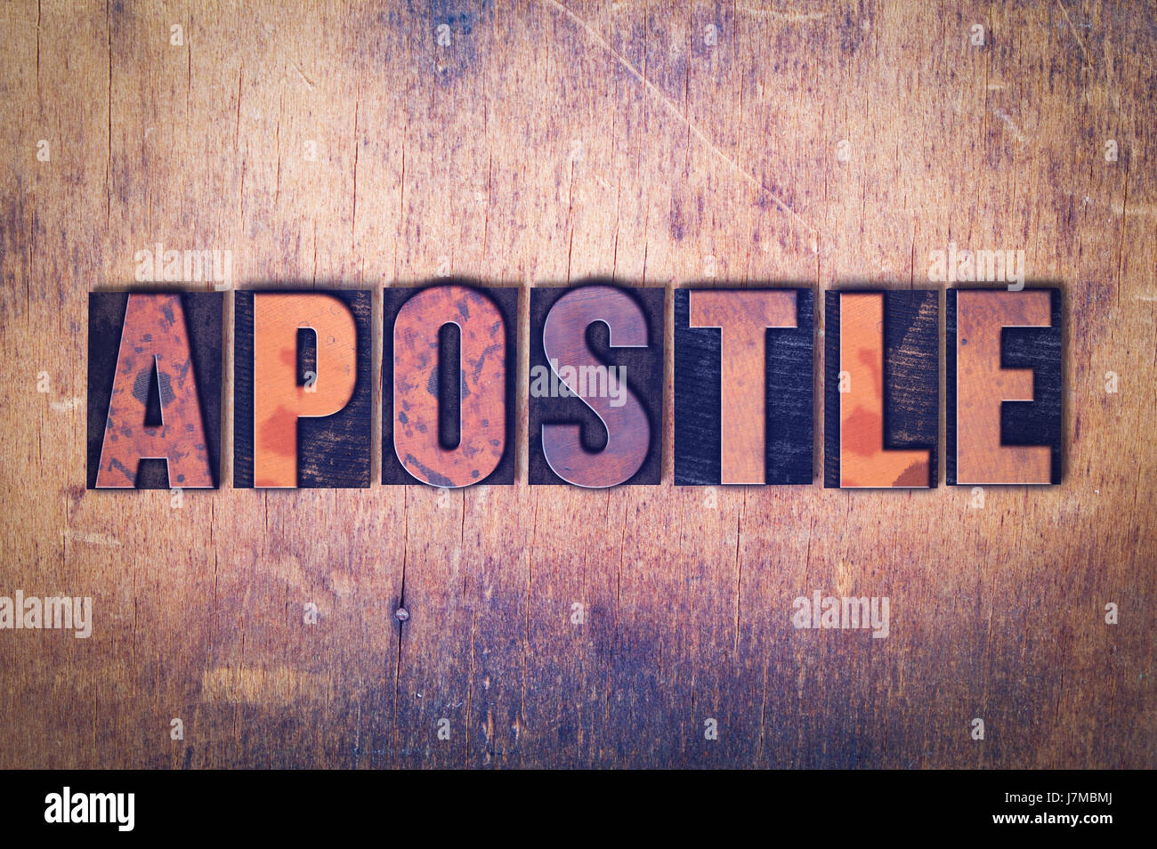 The word Apostle concept and theme written in vintage wooden ...
