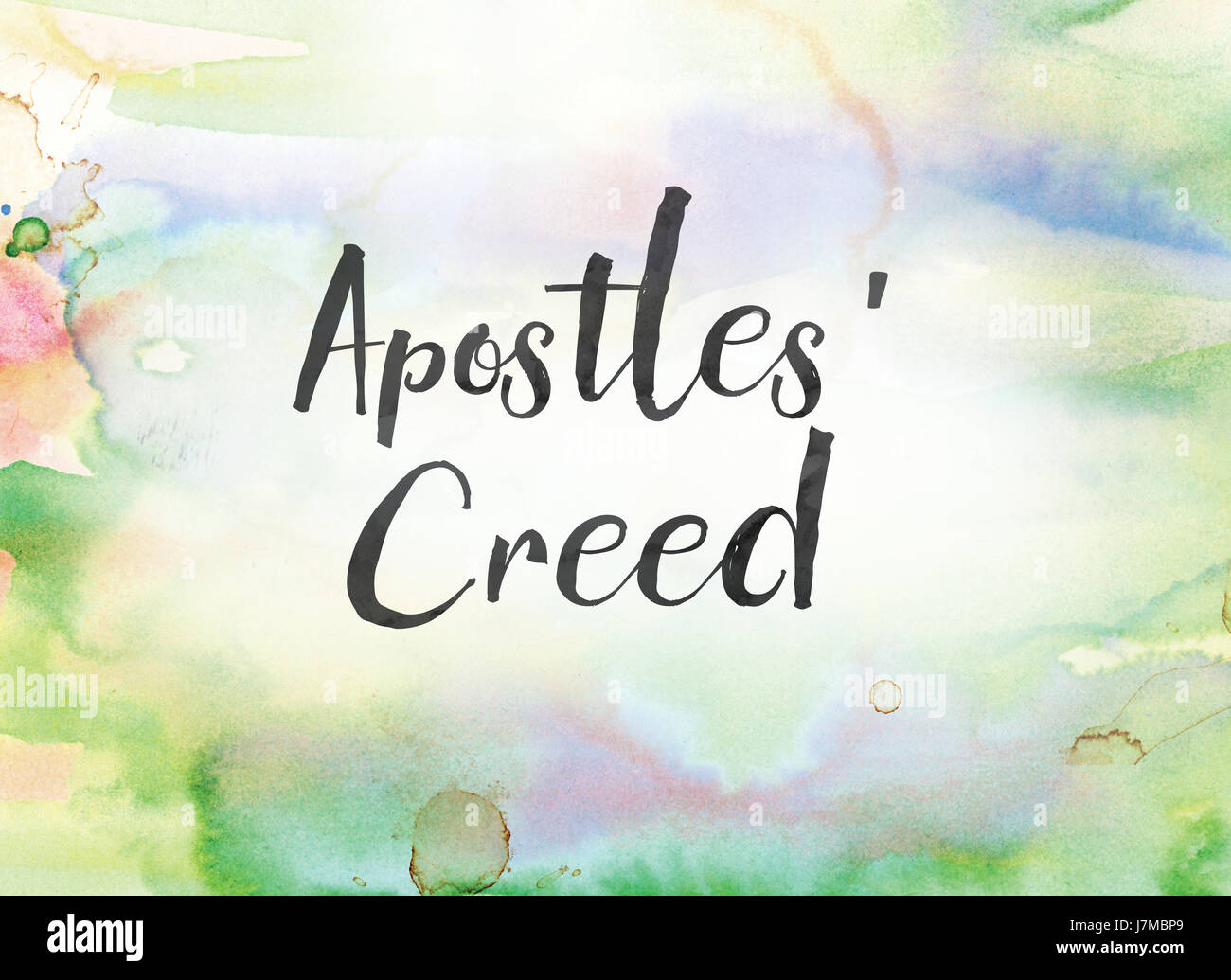 The words Apostles' Creed concept and theme written in black ink on a ...