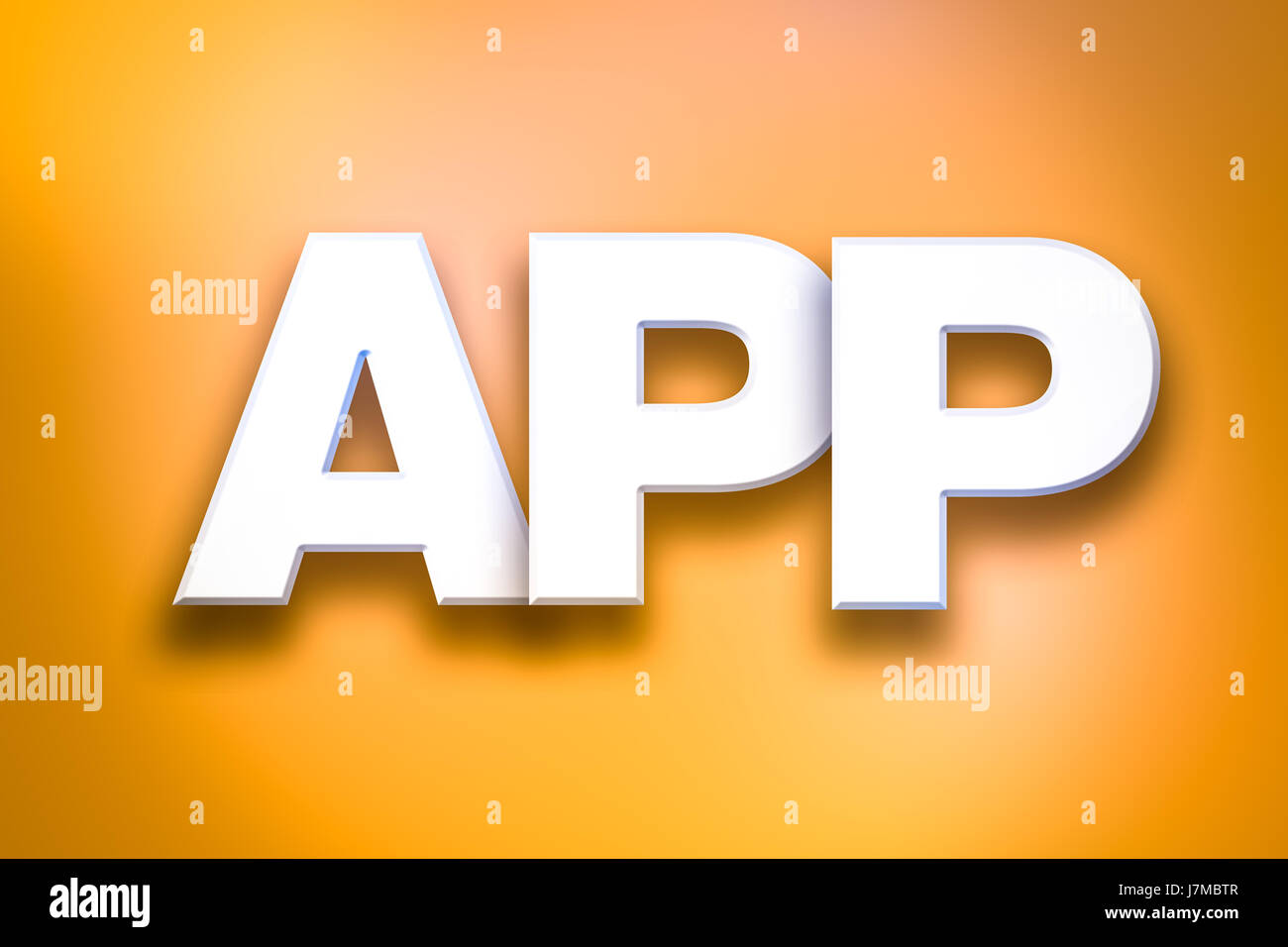 The word App concept written in white type on a colorful background ...