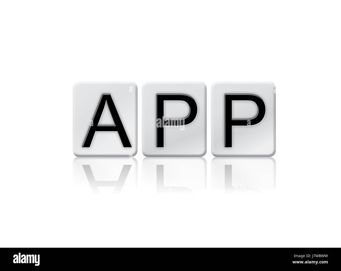 The word App concept and theme written in white tiles and isolated on a ...