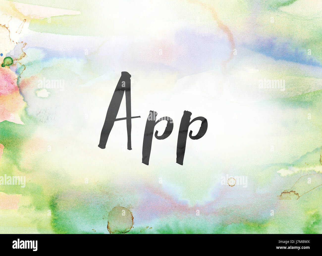 The word App concept and theme written in black ink on a colorful ...