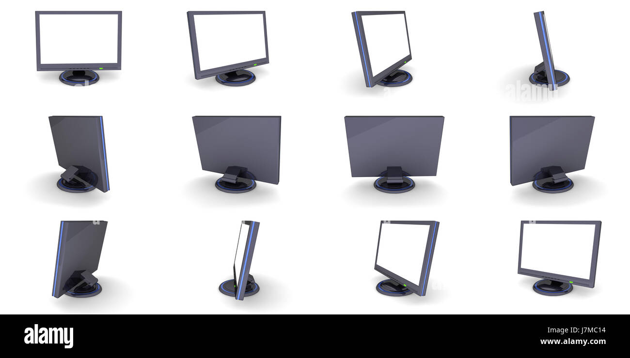 black swarthy jetblack deep black monitor screen flat display white ...