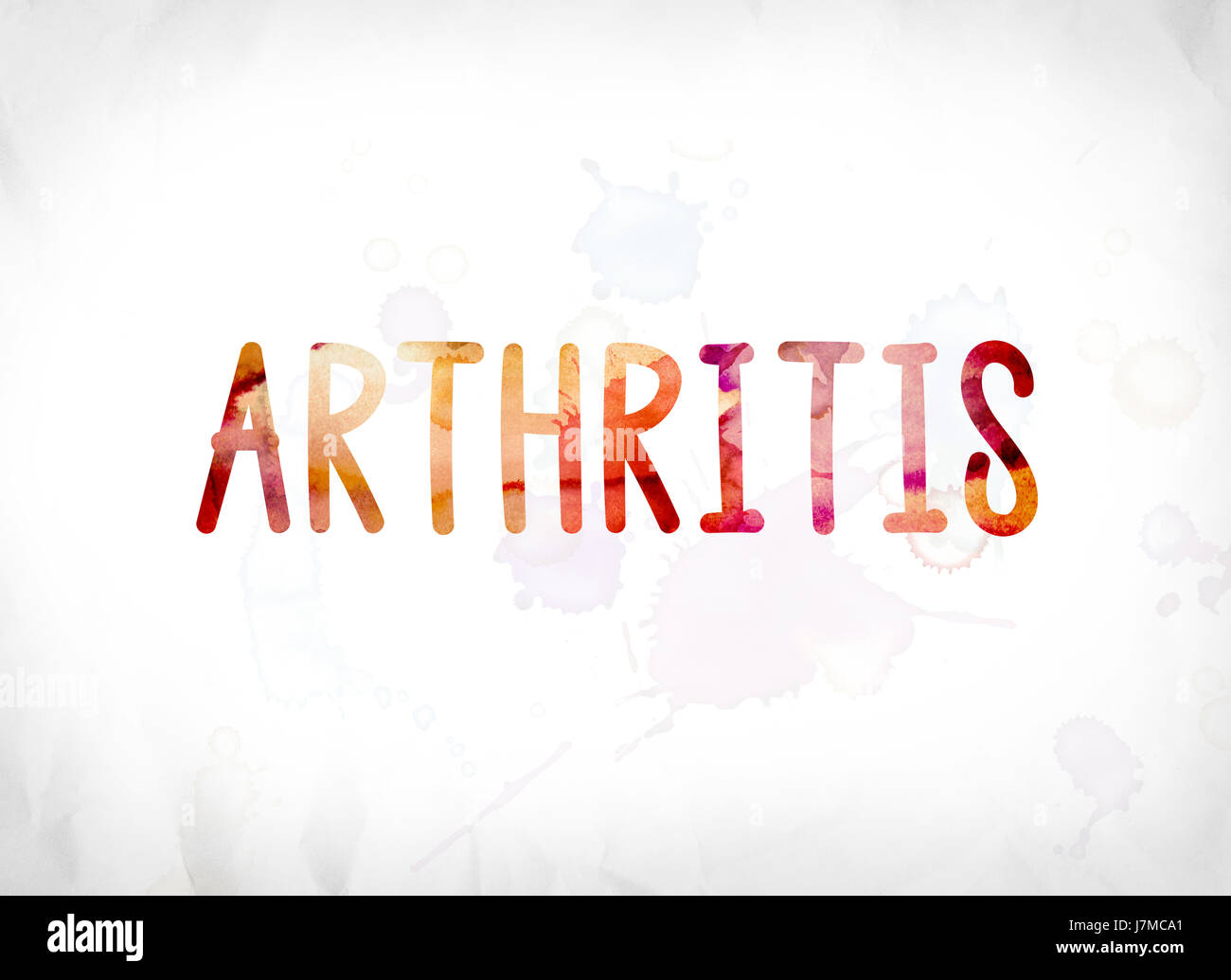The word Arthritis concept and theme painted in colorful watercolors on ...