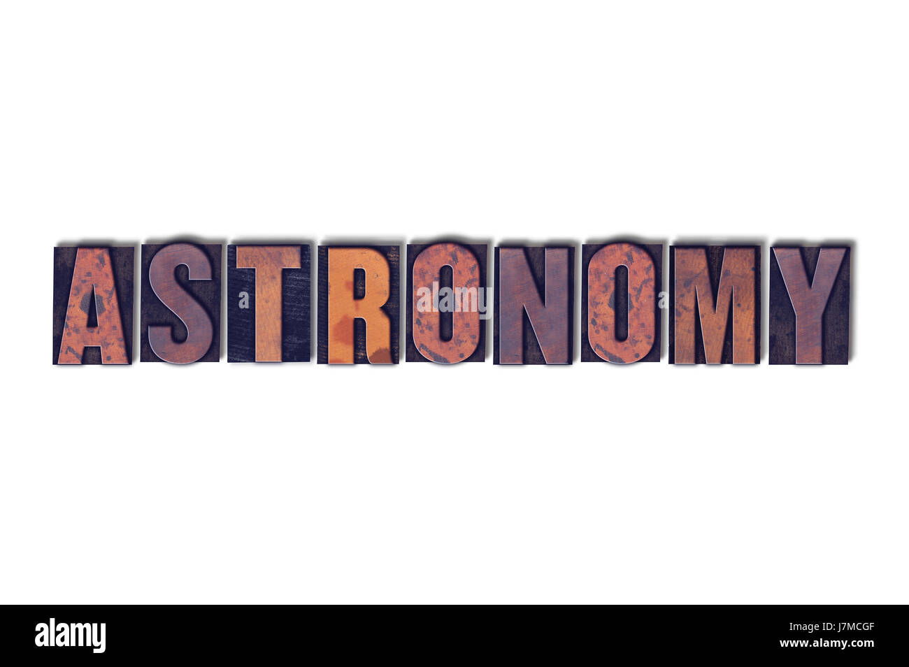 The word Astronomy concept and theme written in vintage wooden ...