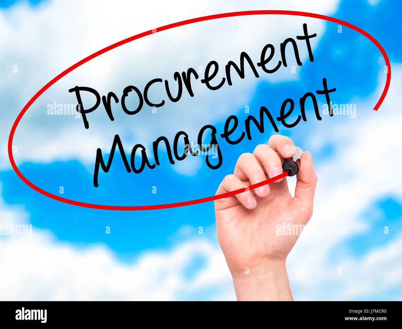 Man Hand writing Procurement Management with black marker on visual ...