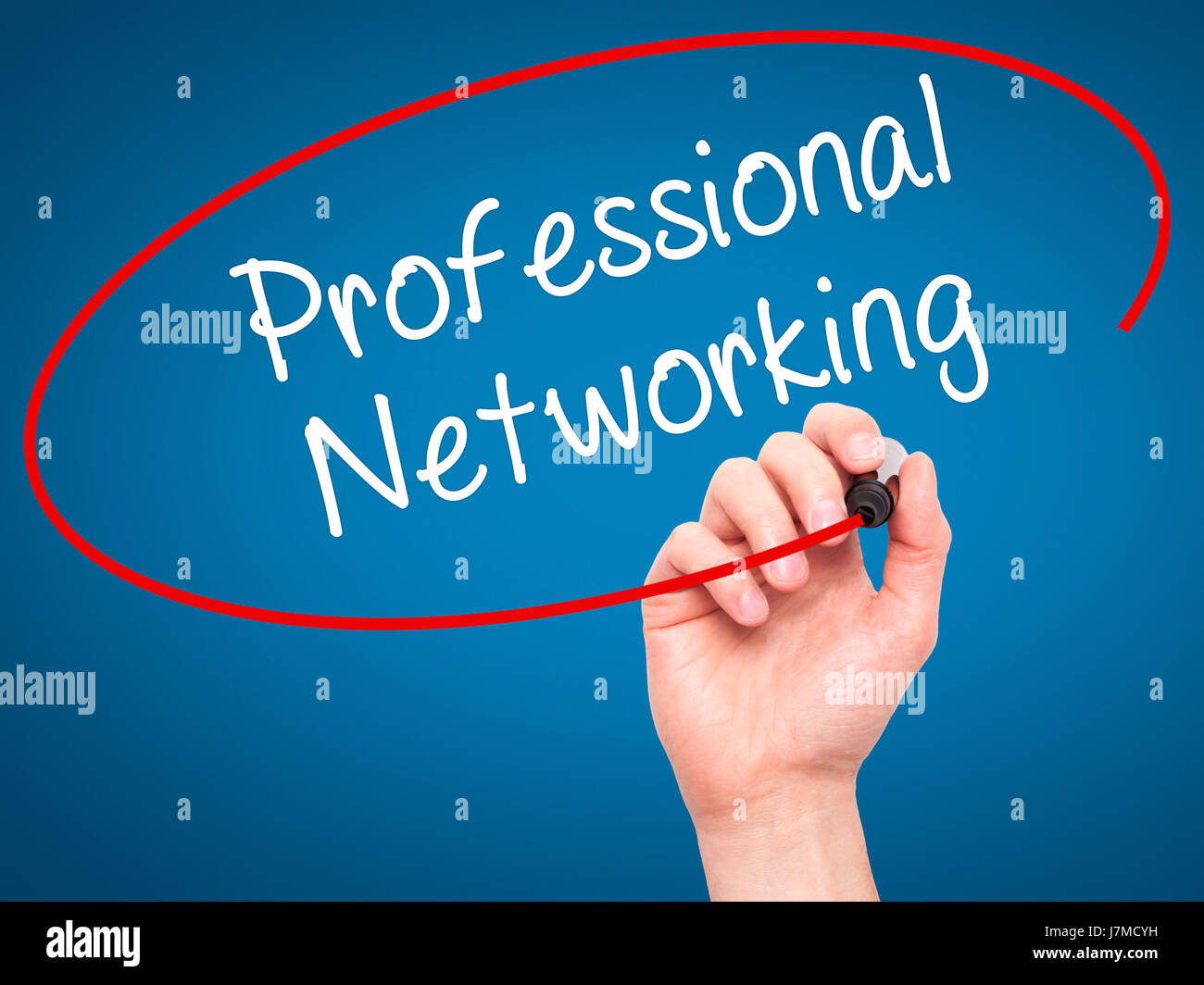 Man Hand writing Professional Networking with black marker on visual ...