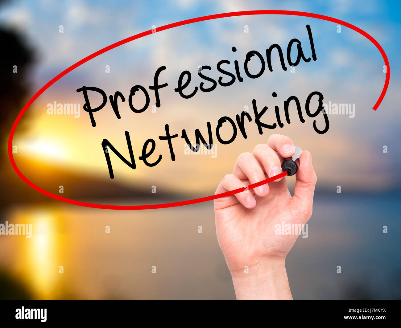 Man Hand writing Professional Networking with black marker on visual ...