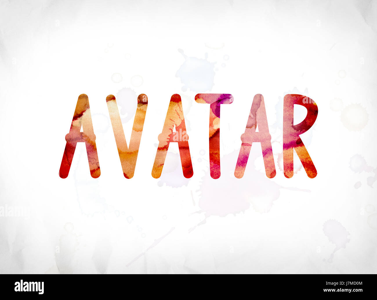 The word Avatar concept and theme painted in colorful watercolors on a ...