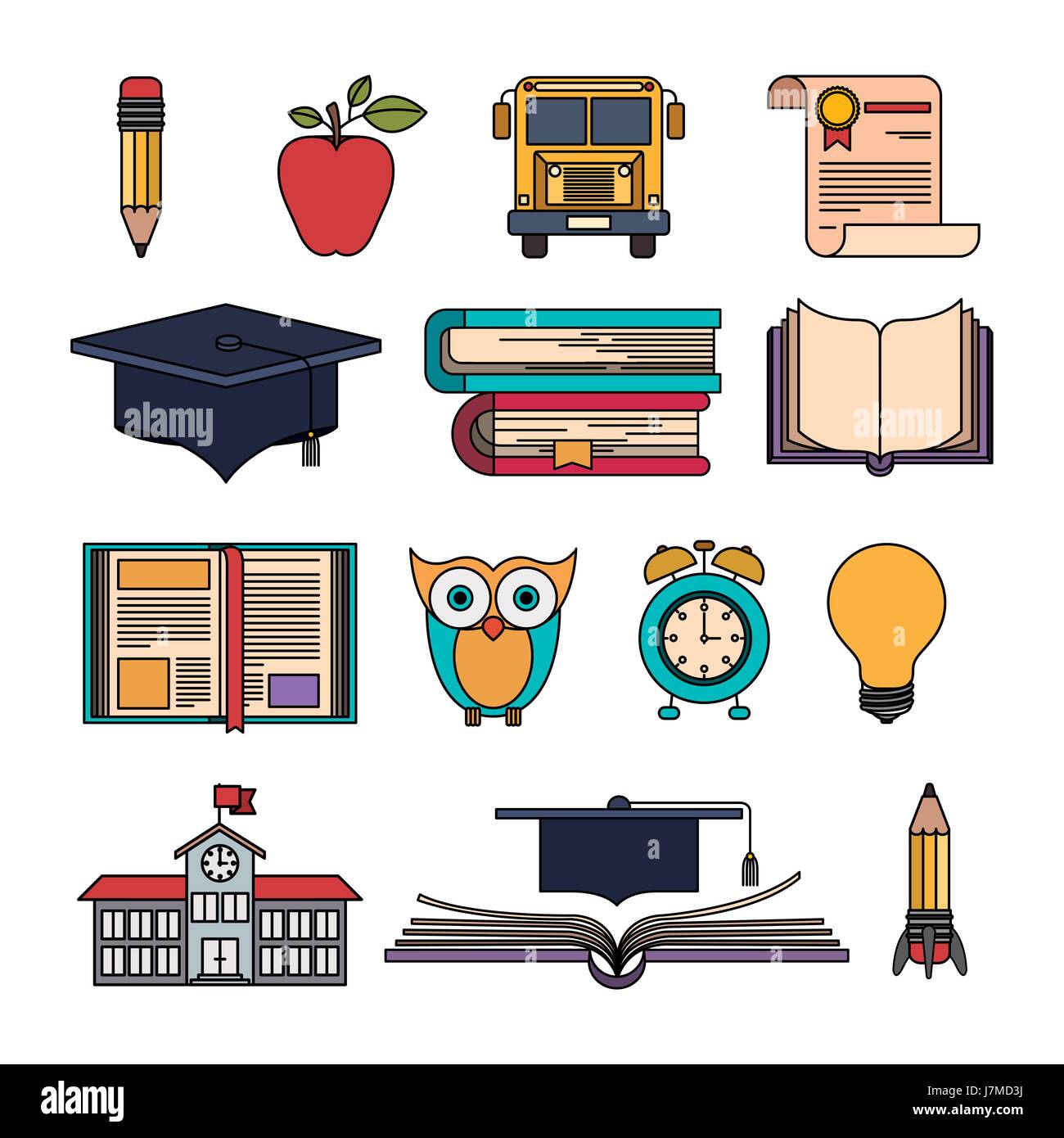 School items and elements Cut Out Stock Images & Pictures - Alamy