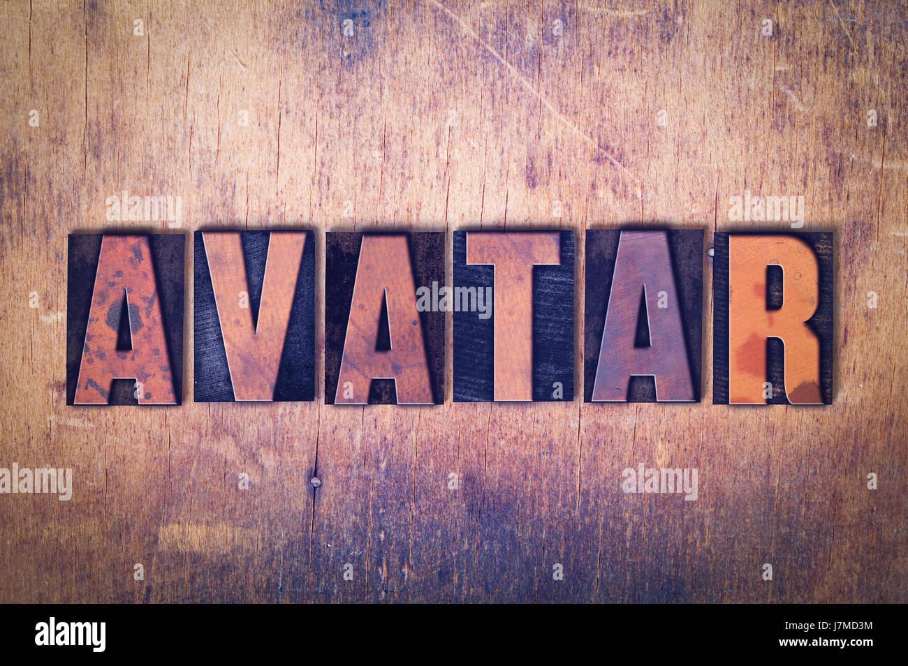 The word Avatar concept and theme written in vintage wooden letterpress ...