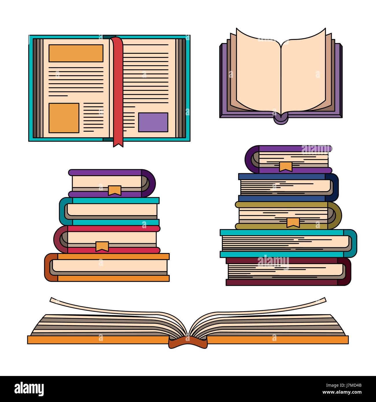 Studying books top view Stock Vector Images - Alamy