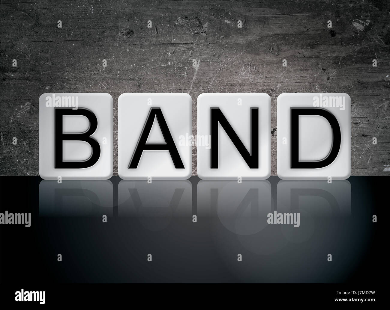 The word Band concept and theme written in white tiles on a dark ...