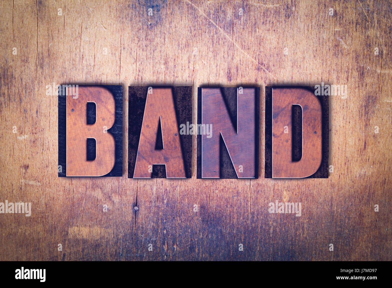 The word Band concept and theme written in vintage wooden letterpress ...