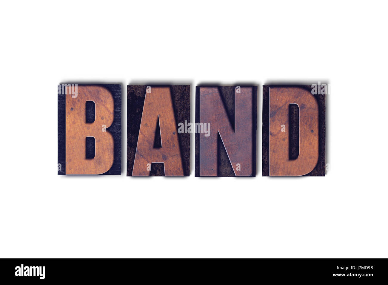 The word Band concept and theme written in vintage wooden letterpress ...