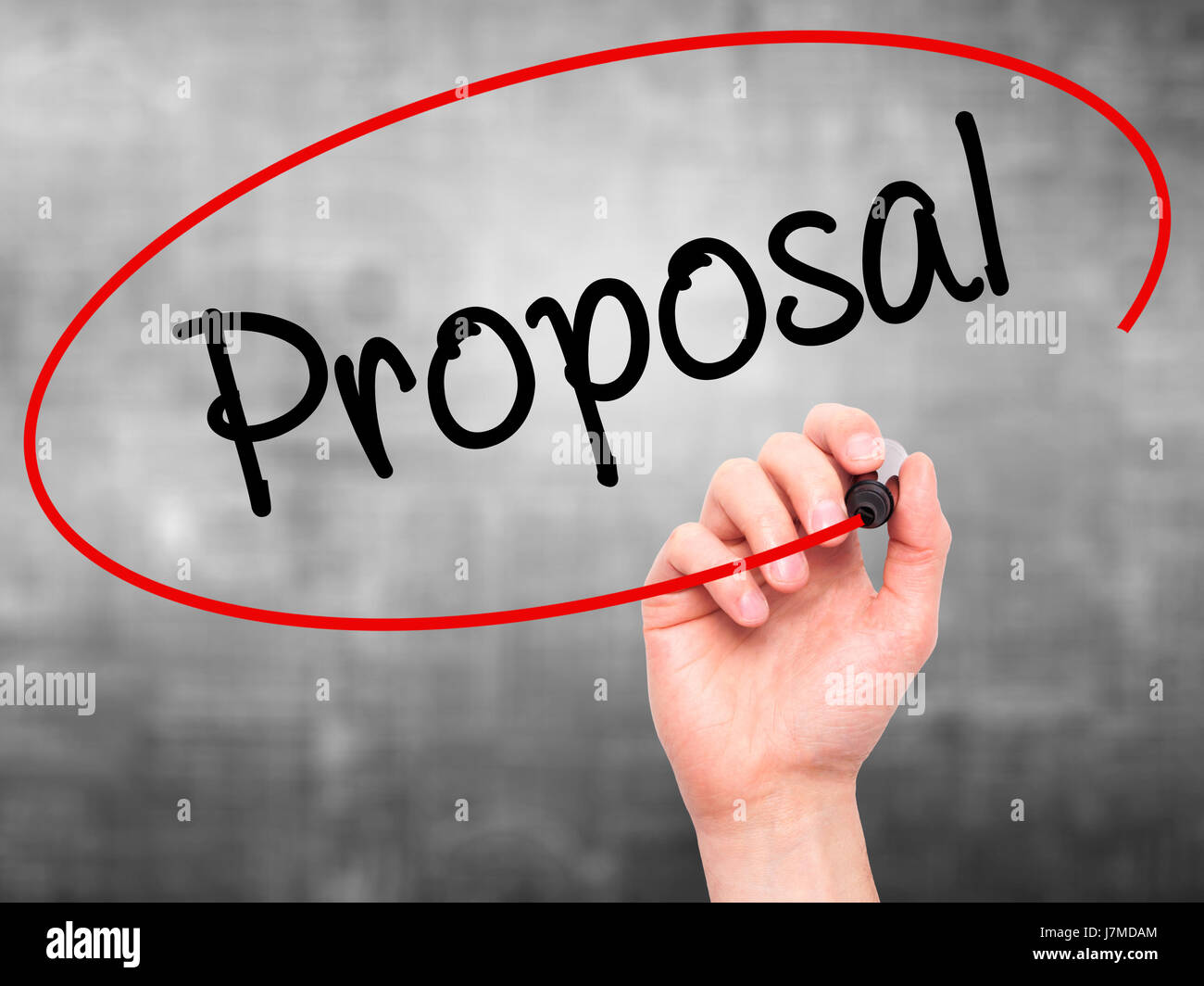 Man Hand writing Proposal with black marker on visual screen. Isolated ...