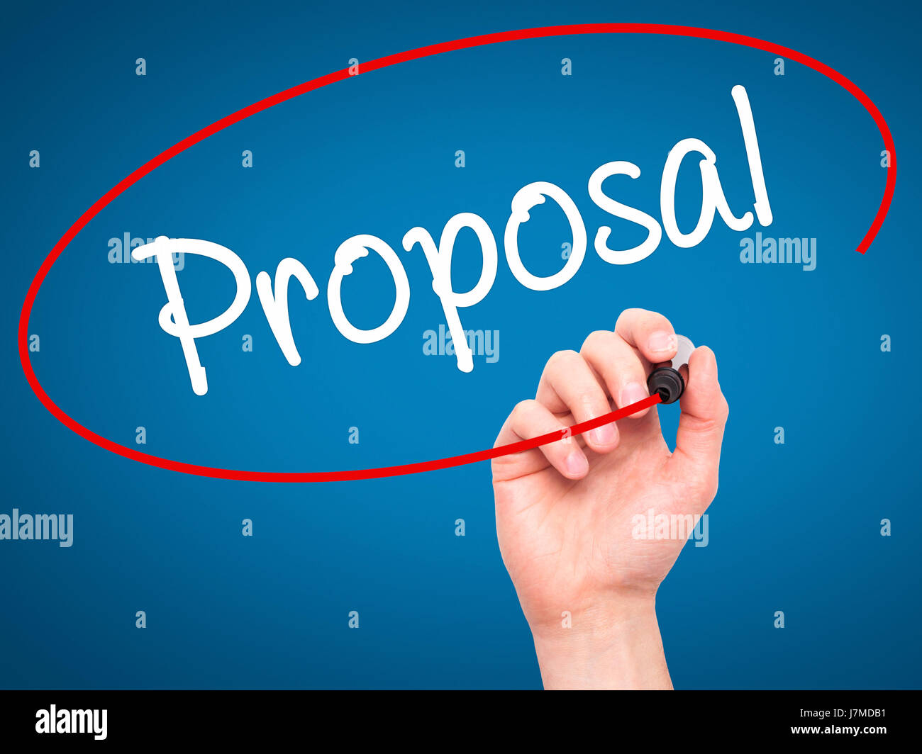 Man Hand writing Proposal with black marker on visual screen. Isolated ...