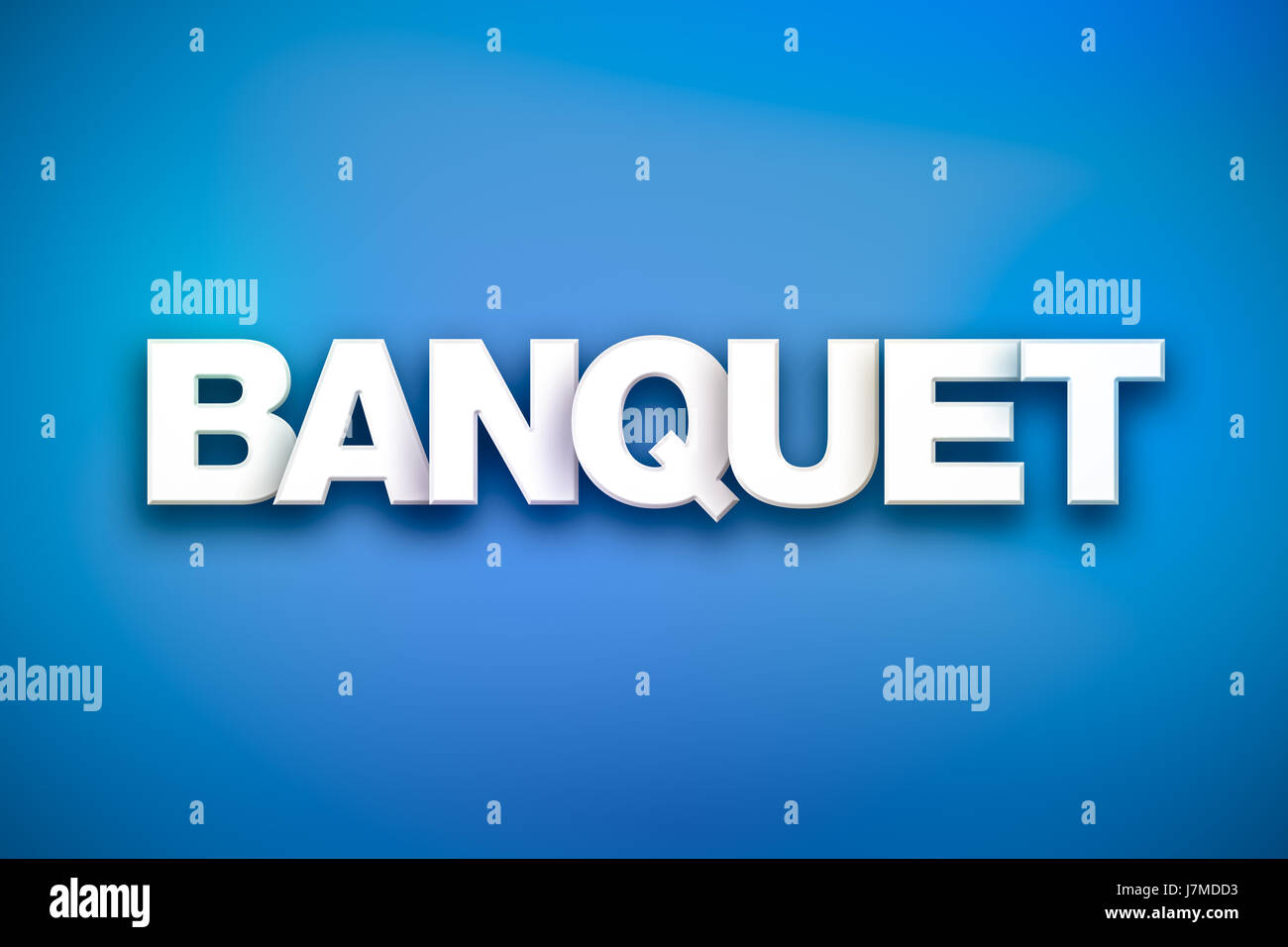 The word Banquet concept written in white type on a colorful background ...