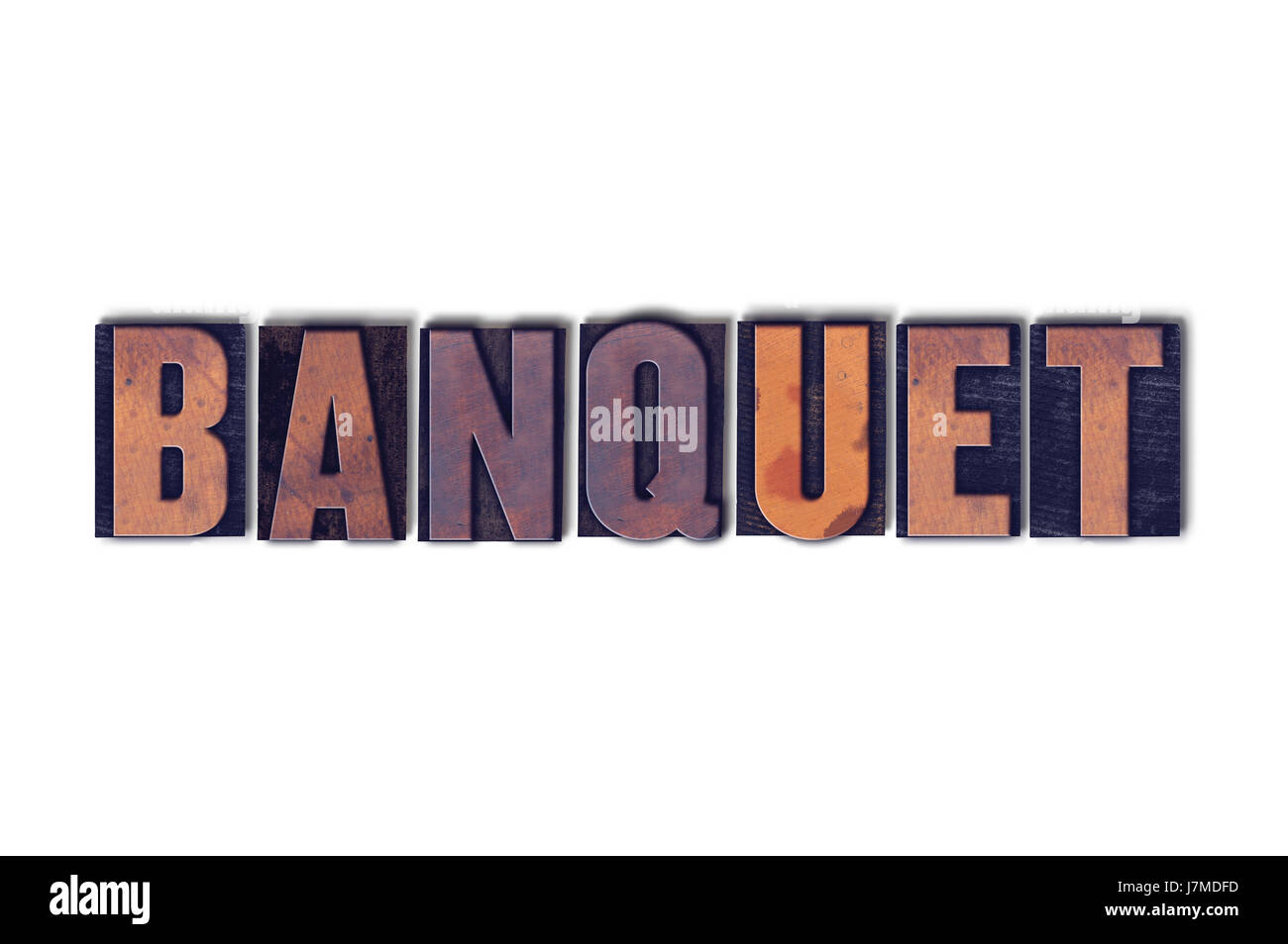 The word Banquet concept and theme written in vintage wooden ...