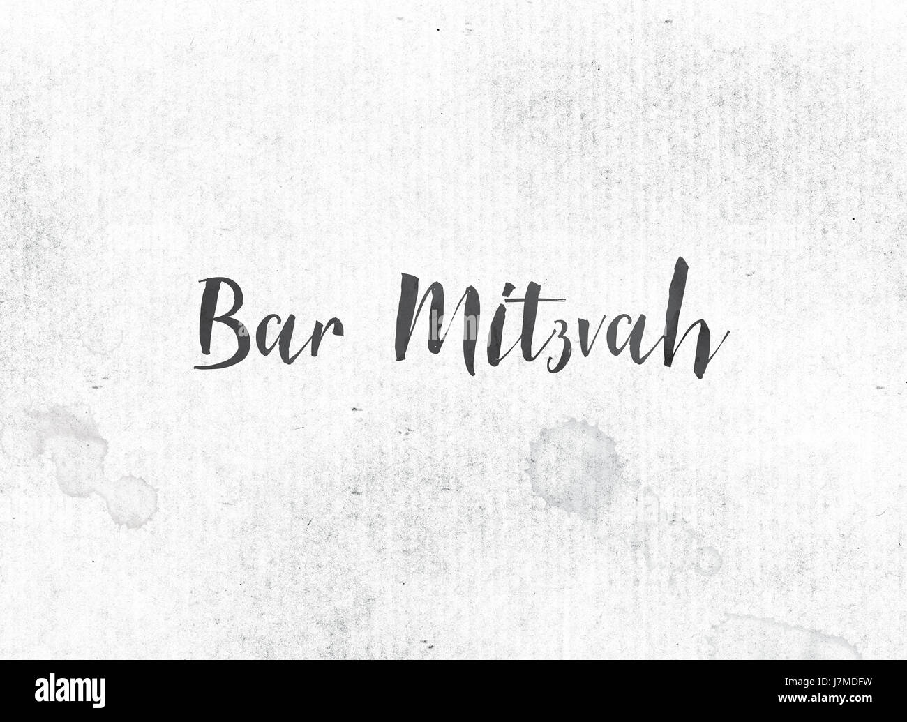 The words Bar Mitzvah concept and theme painted in black ink on a ...