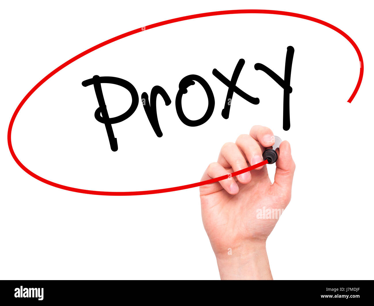 Man Hand writing Proxy with black marker on visual screen. Isolated on ...