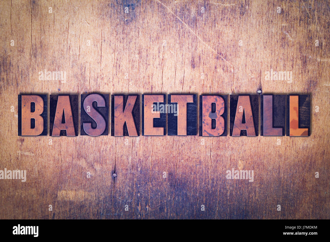 The word Basketball concept and theme written in vintage wooden ...
