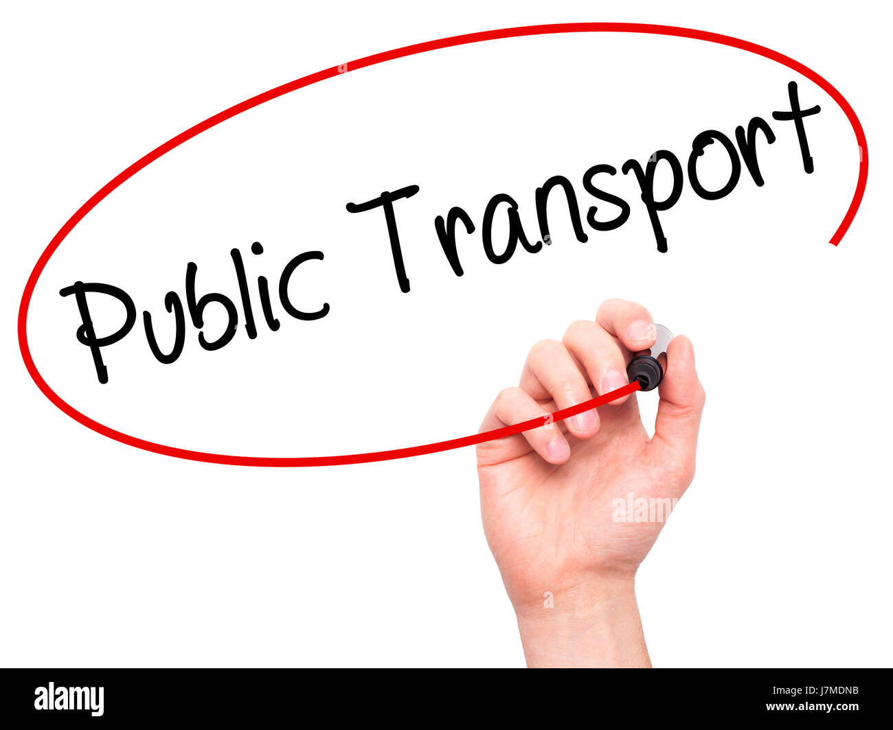 Man Hand writing Public Transport with black marker on visual screen ...