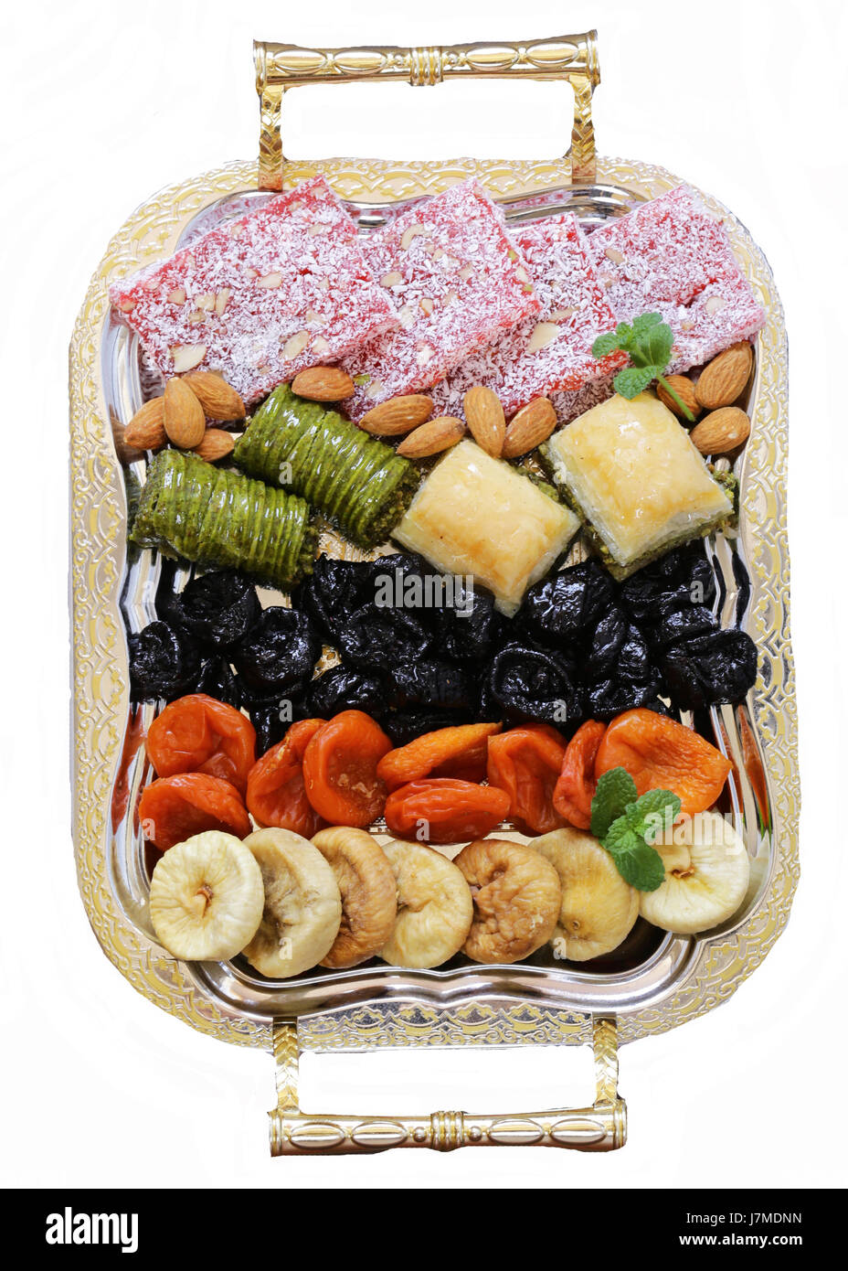 Oriental sweets (baklava, rahat loachum) and dried fruits Stock Photo ...