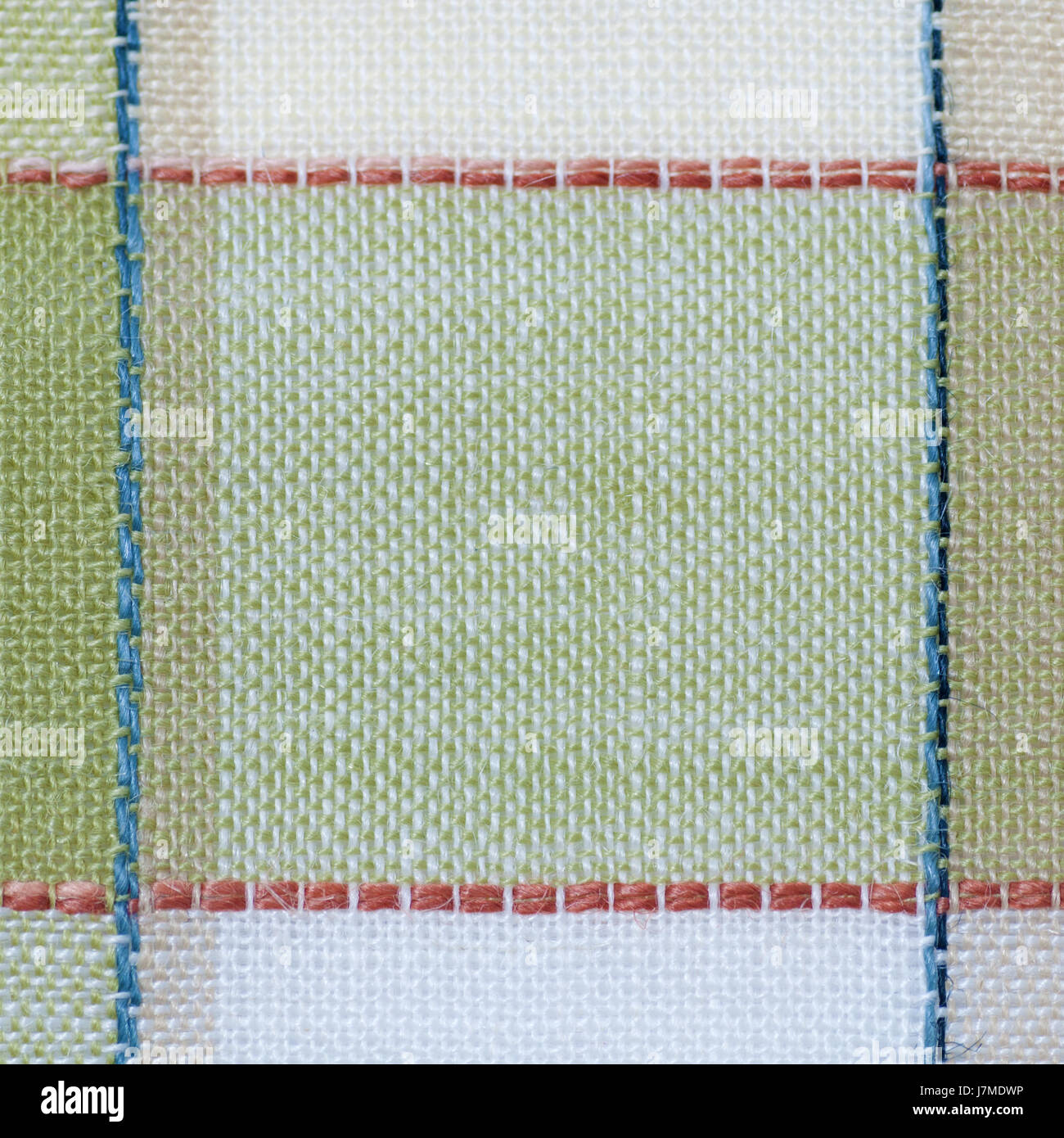 Macro seamless checked green and white fabric pattern texture ...