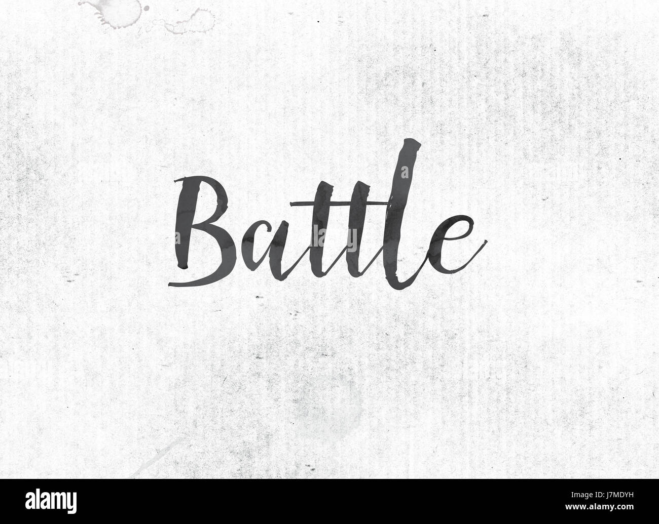 The word Battle concept and theme painted in black ink on a watercolor ...