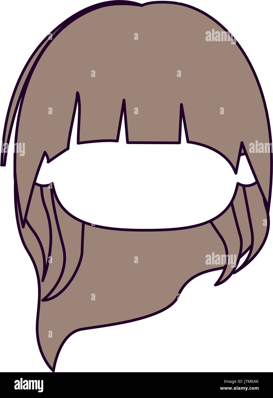 silhouette color sections and light brown hair of faceless head of ...