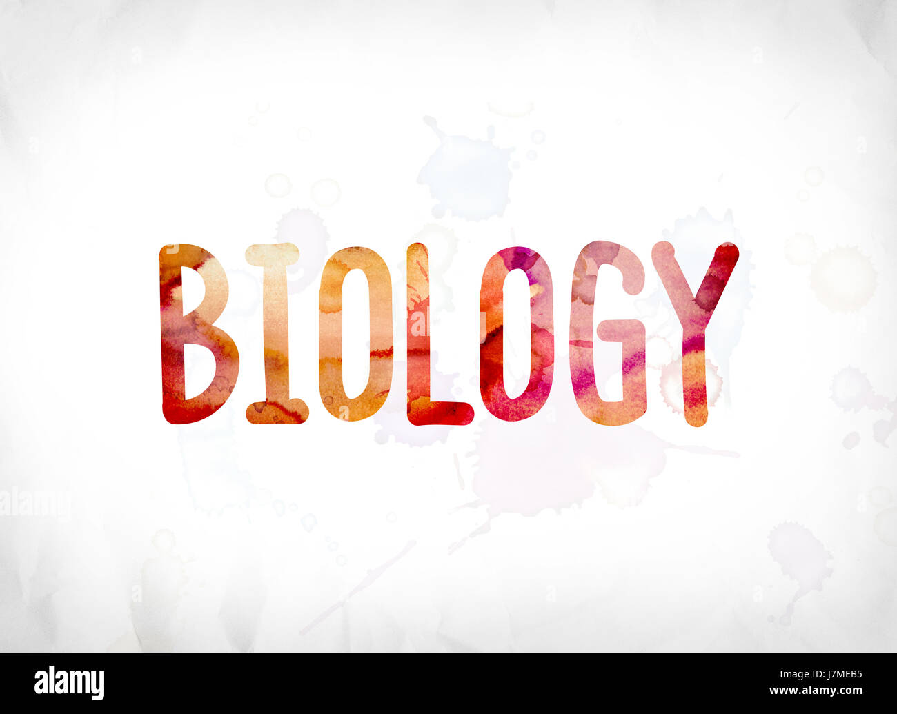The Word Biology Concept And Theme Painted In Colorful Watercolors On A