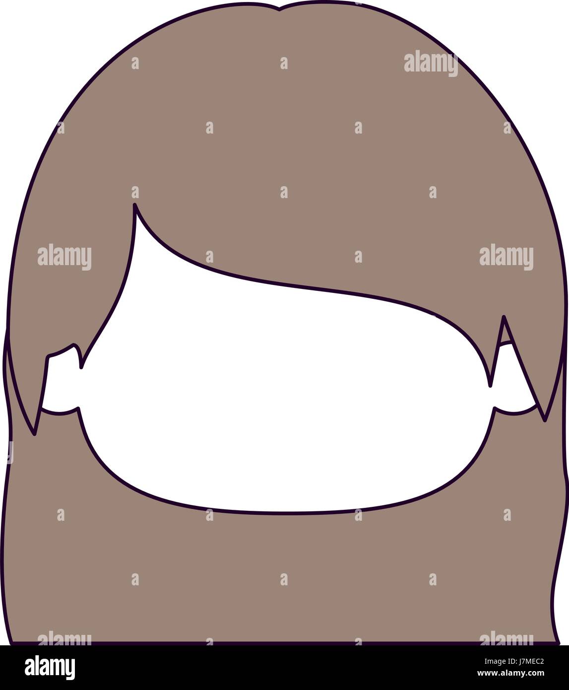 silhouette color sections and light brown hair of faceless head of ...