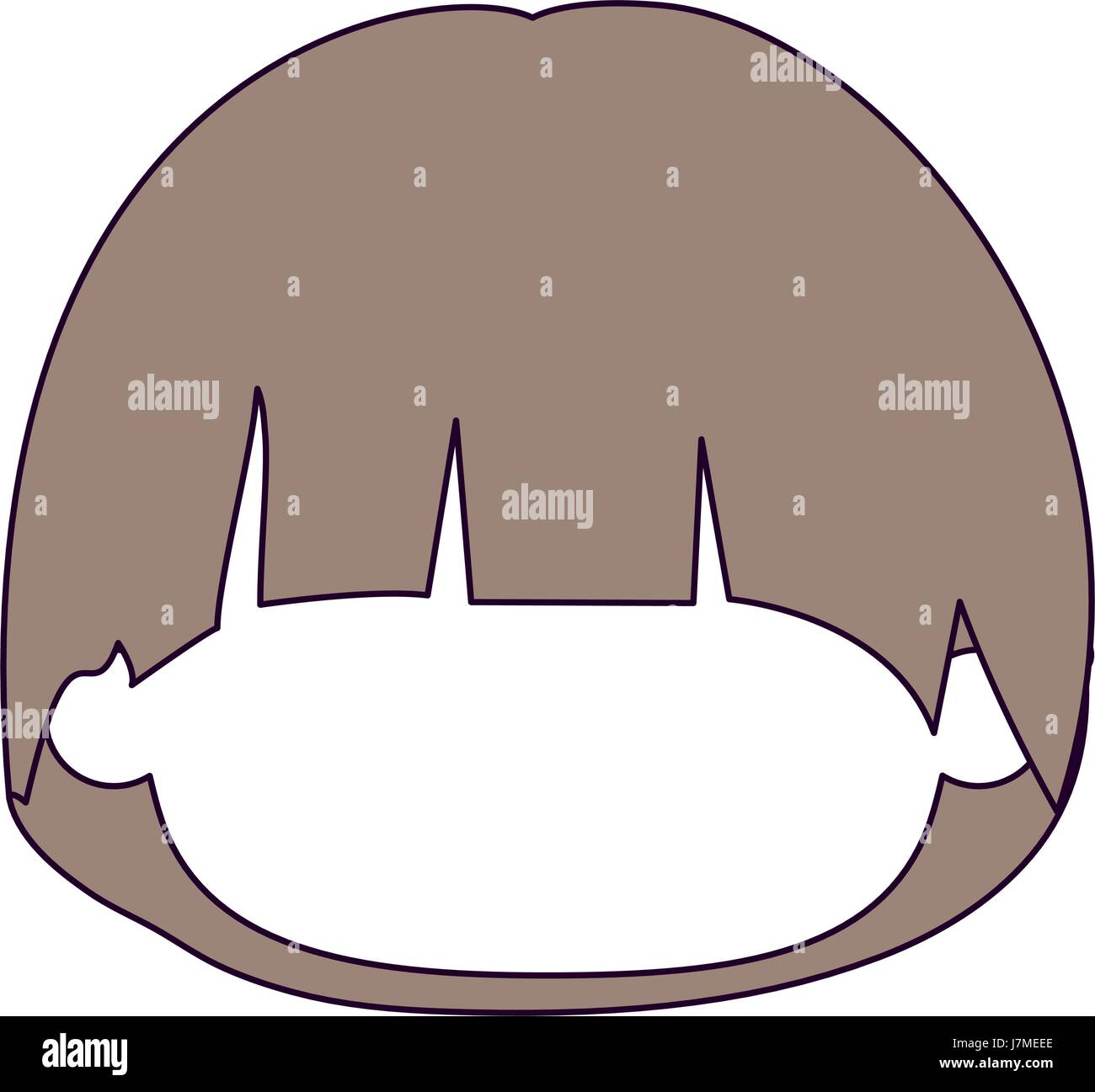 silhouette color sections and light brown hair of faceless head of ...