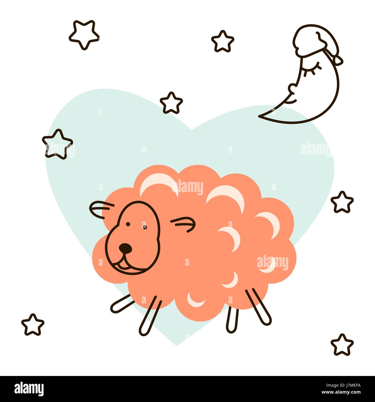 Cute baby lamb cartoon t shirt illustration vector Stock Vector Image ...