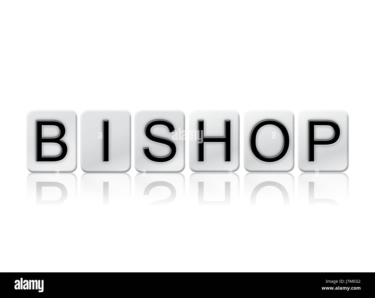 The word Bishop concept and theme written in white tiles and isolated ...