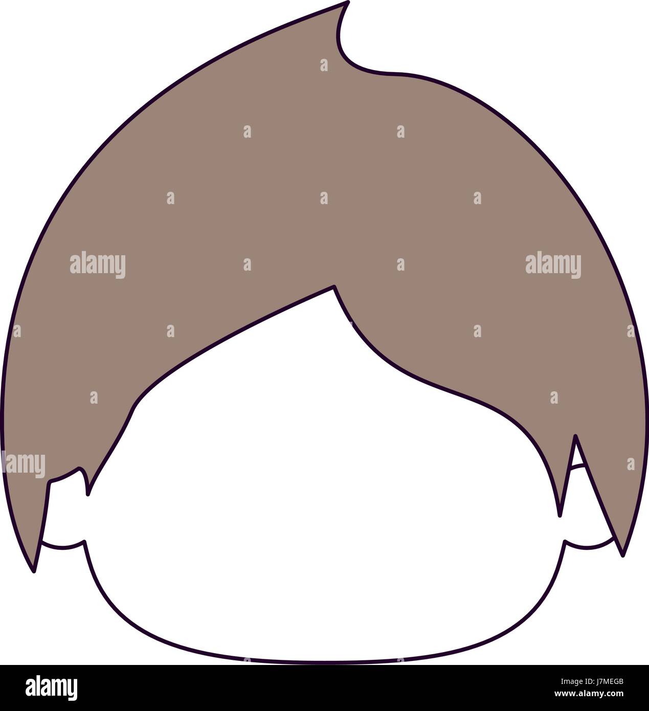 silhouette color sections and light brown hair of faceless head of ...