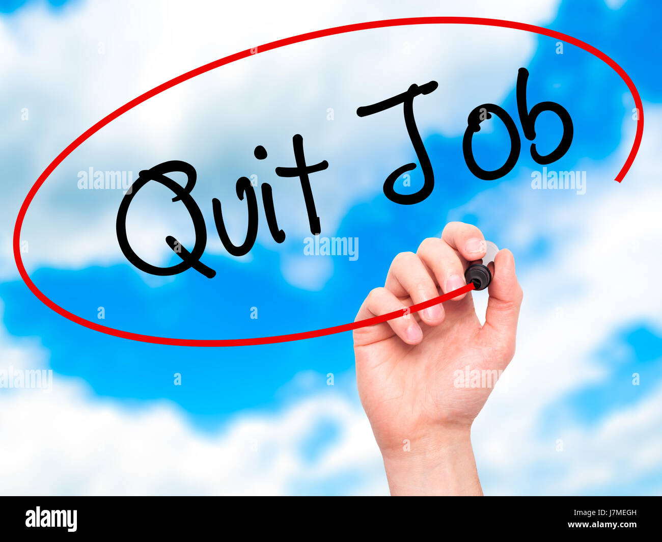 Man Hand writing Quit Job with black marker on visual screen. Isolated ...