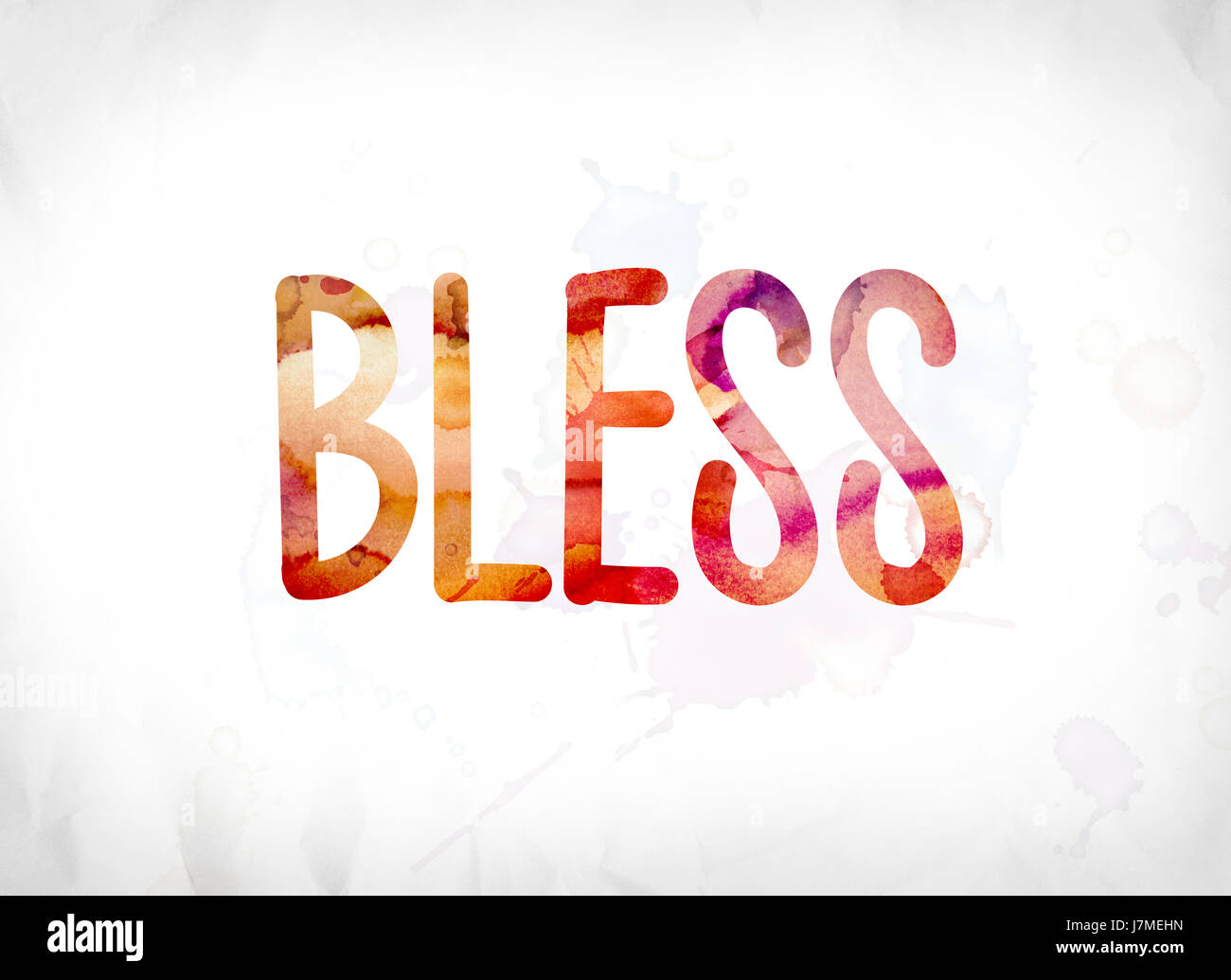 The word Bless concept and theme painted in colorful watercolors on a ...