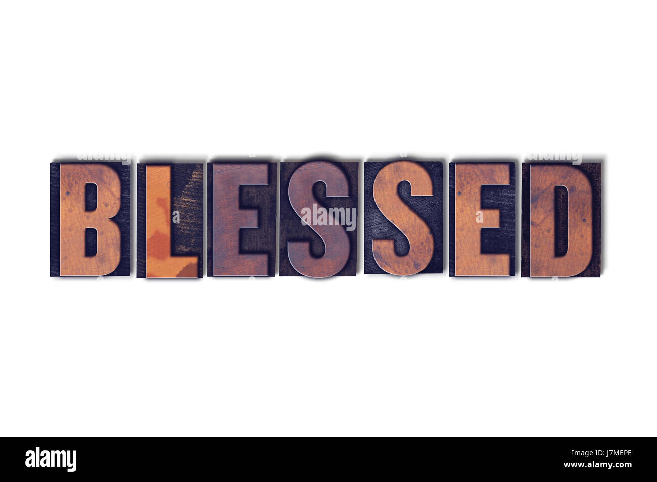 The word Blessed concept and theme written in vintage wooden ...