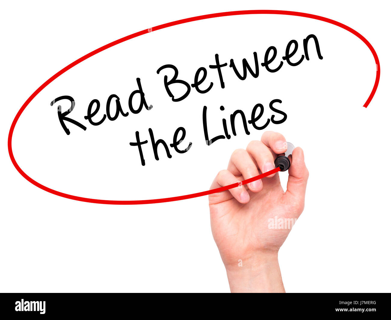 Man Hand writing Read Between the Lines with black marker on visual ...