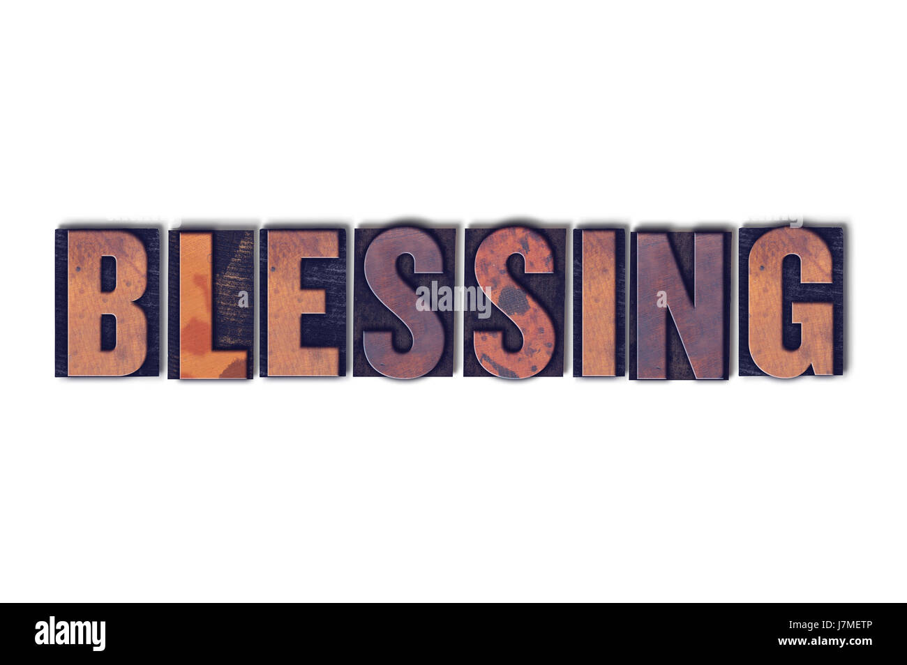 The word Blessing concept and theme written in vintage wooden ...