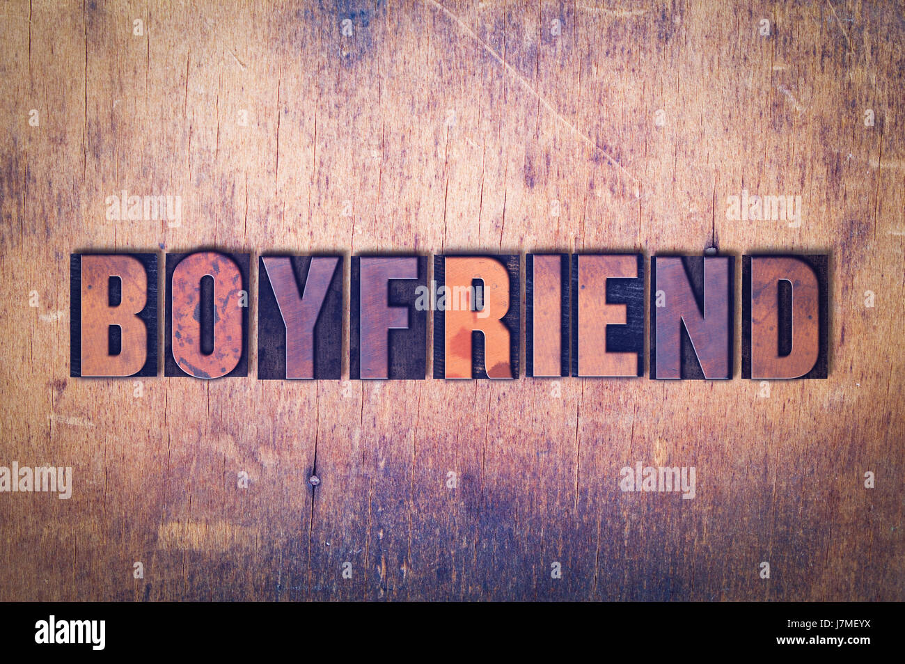 The word Boyfriend concept and theme written in vintage wooden ...