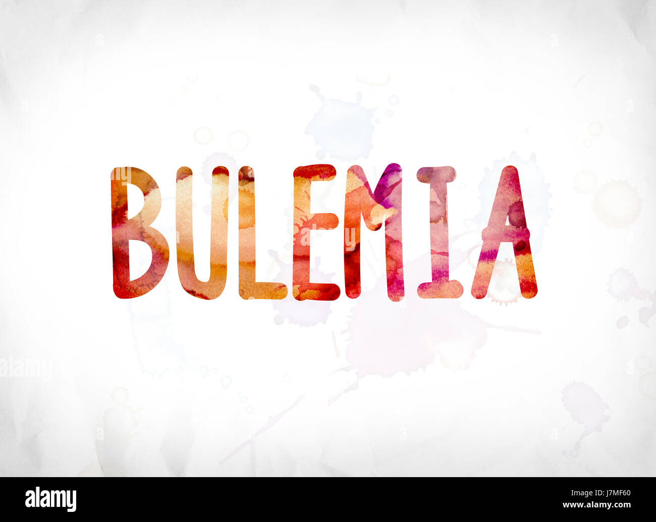 The word Bulemia concept and theme painted in colorful watercolors on a ...