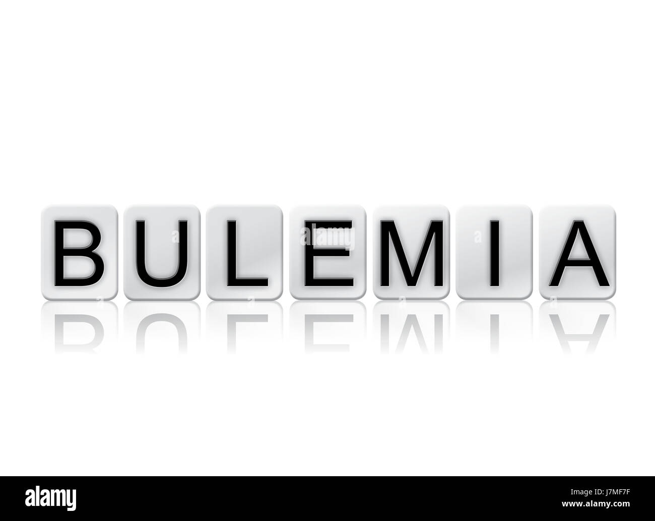 The word Bulemia concept and theme written in white tiles and isolated ...