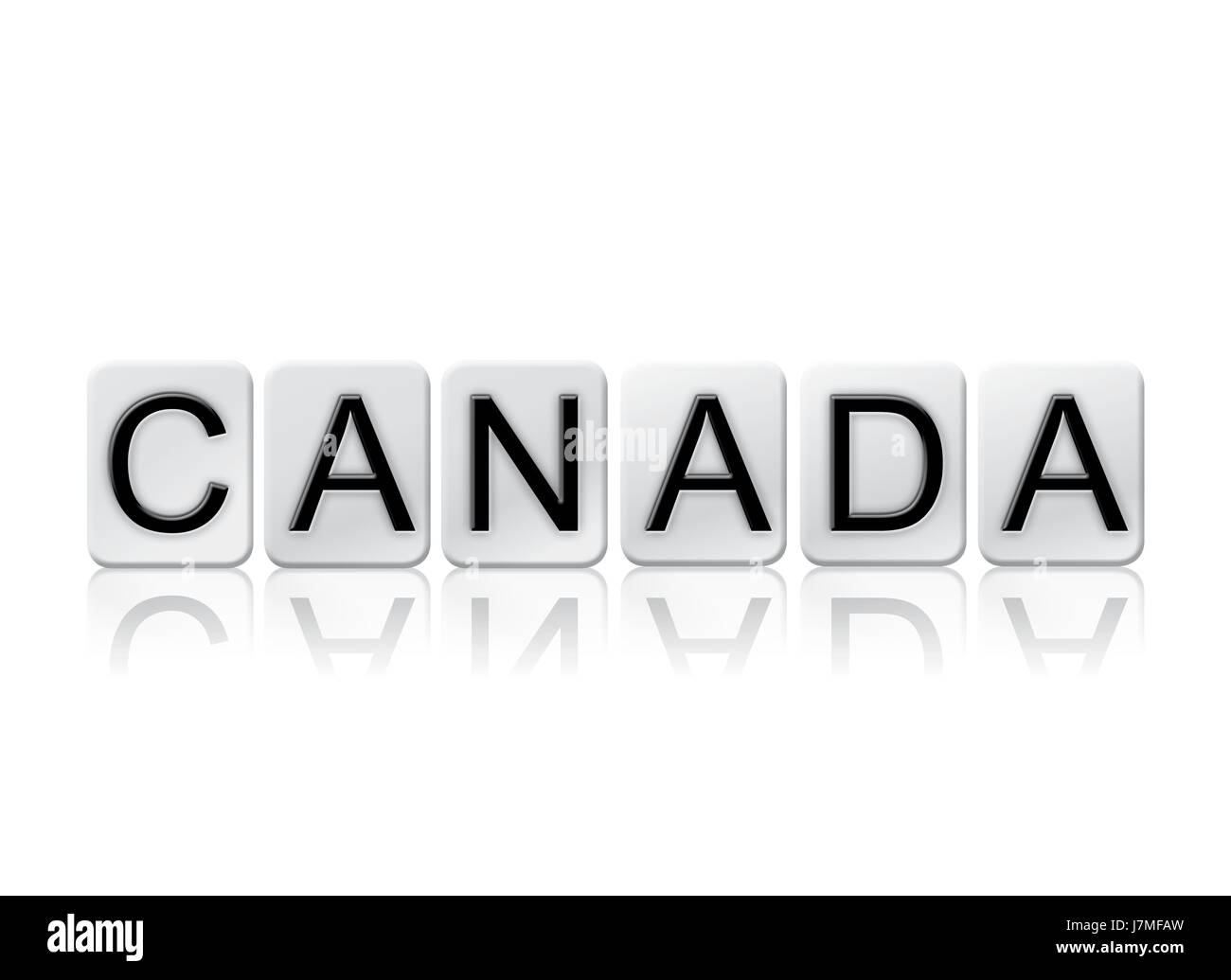 The word Canada concept and theme written in white tiles and isolated ...