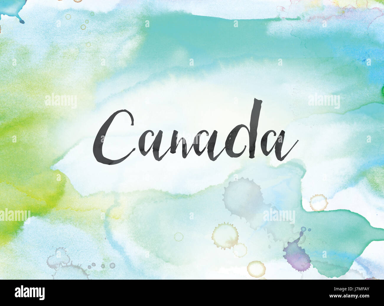The word Canada concept and theme written in black ink on a colorful ...