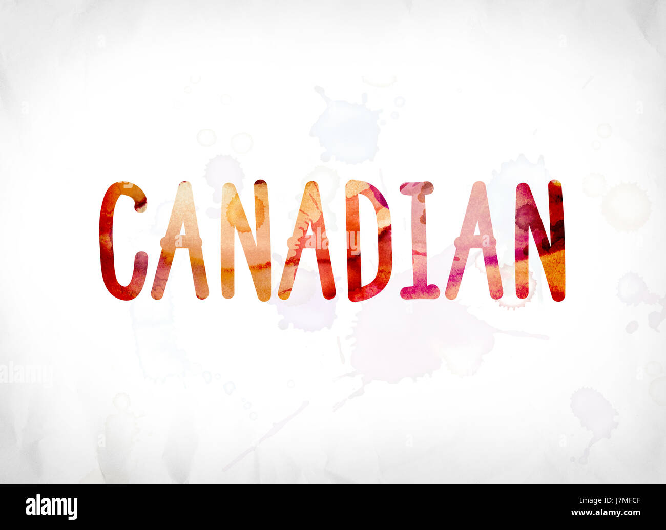 The word Canadian concept and theme painted in colorful watercolors on ...