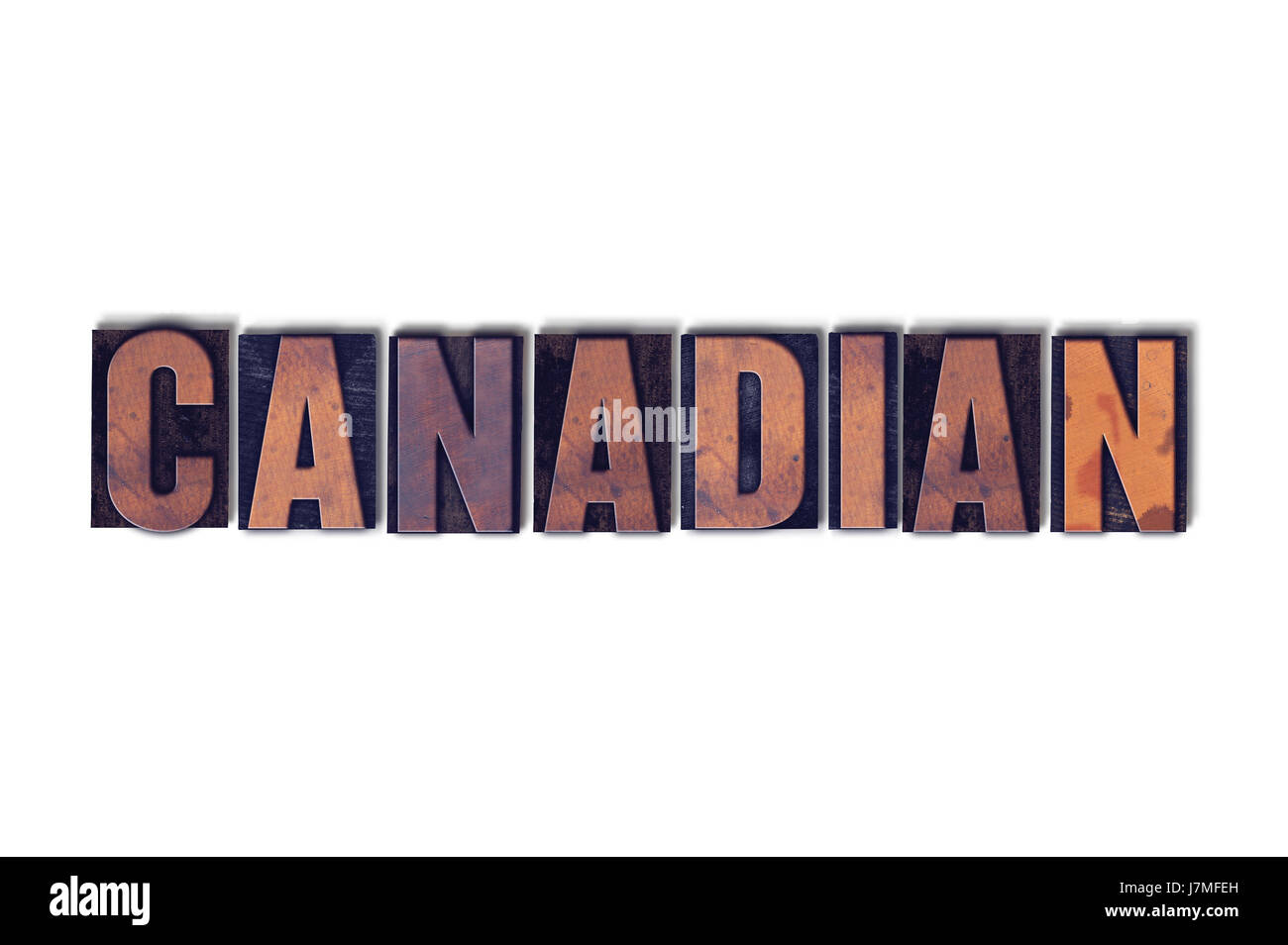 The word Canadian concept and theme written in vintage wooden ...