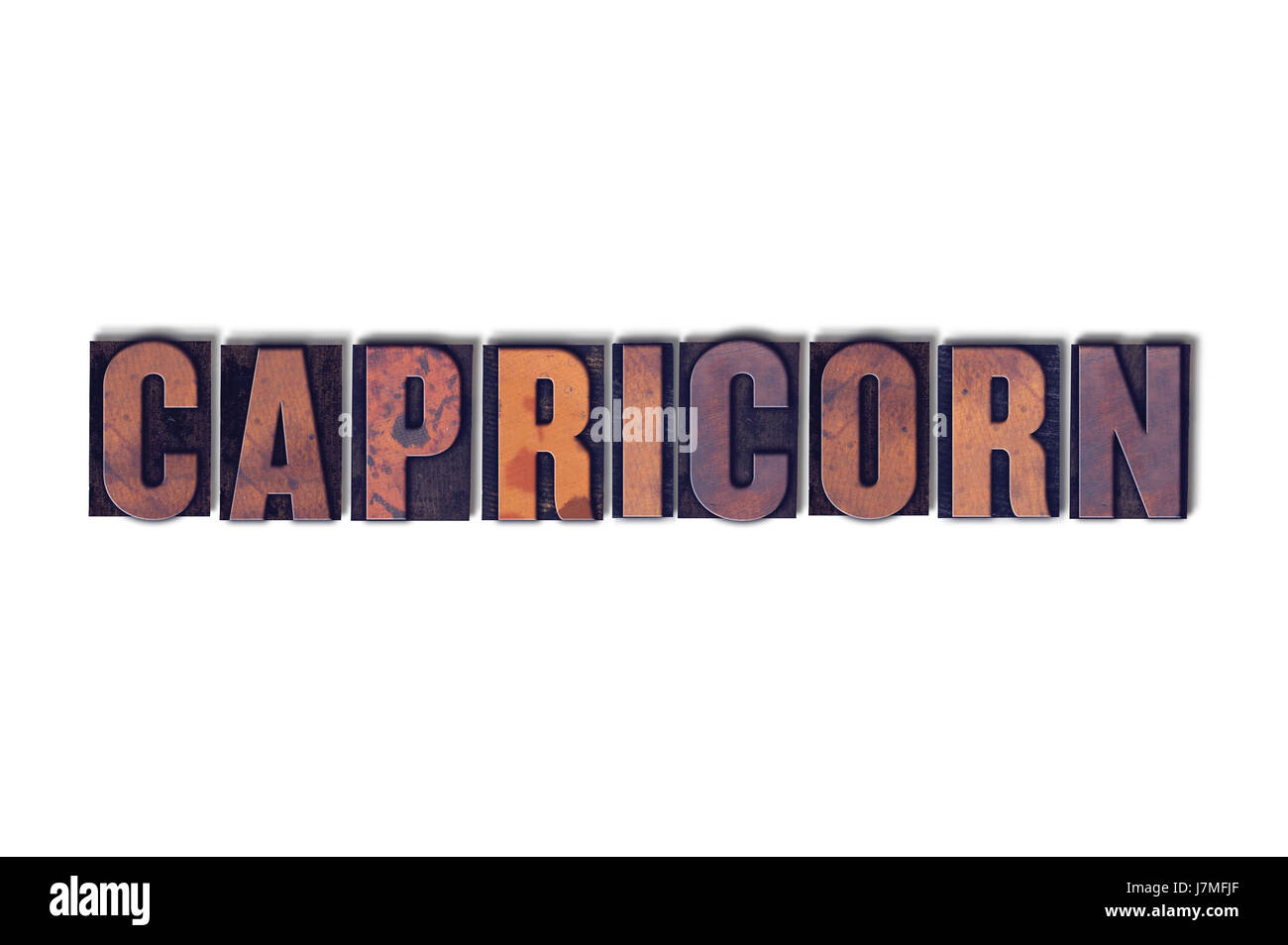 The word Capricorn concept and theme written in vintage wooden ...