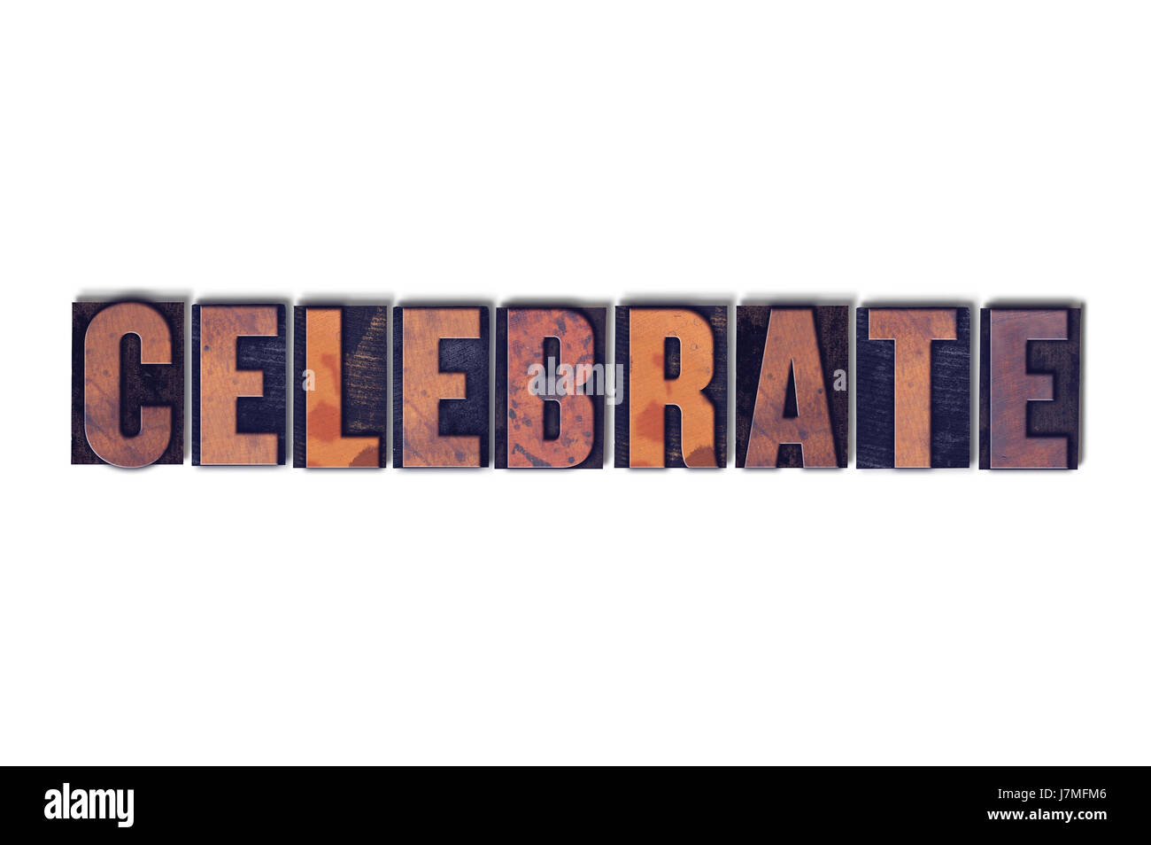 The word Celebrate concept and theme written in vintage wooden ...